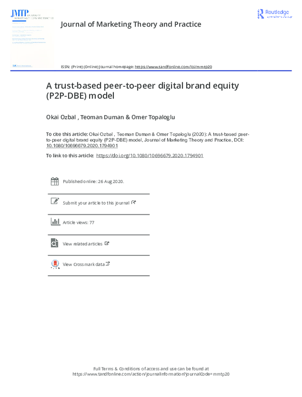 (PDF) A trust-based peer-to-peer digital brand equity (P2P-DBE) model