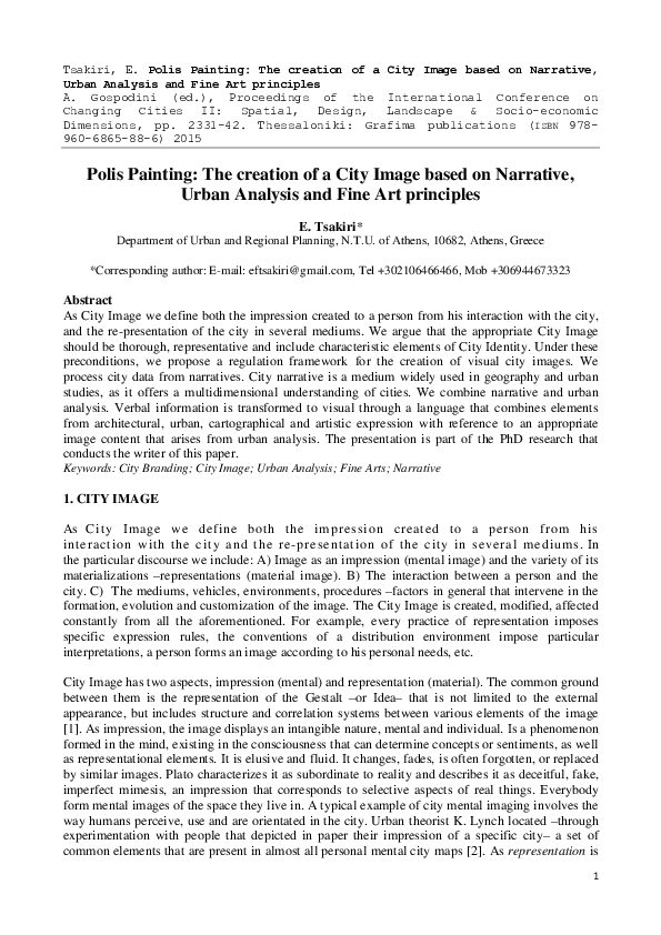 (PDF) Polis Painting: The creation of a City Image based on Narrative ...
