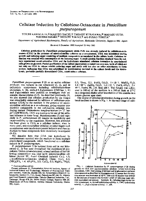 (PDF) Cellulase induction by cellobiose-octaacetate in Penicillium ...