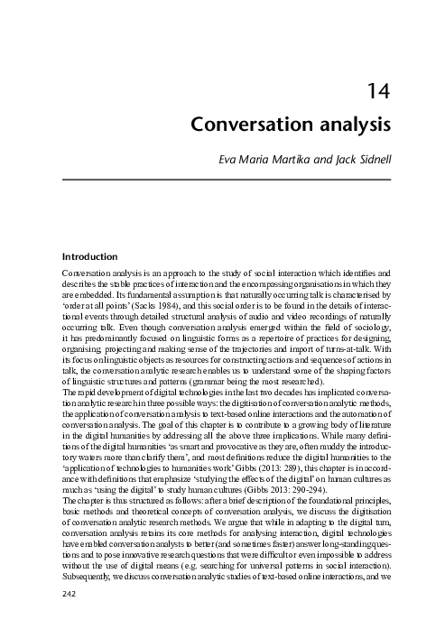 (PDF) Chapter 14: Conversation analysis