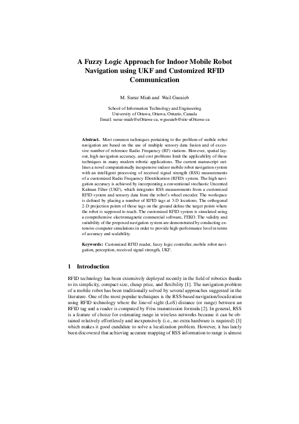 Pdf A Fuzzy Logic Approach For Indoor Mobile Robot Navigation Using