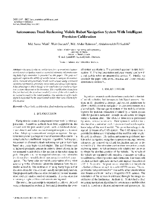 (PDF) Autonomous Dead-Reckoning Mobile Robot Navigation System With Intelligent Precision ...
