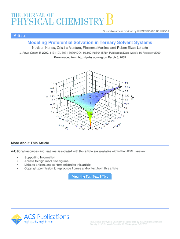 (PDF) Modeling Preferential Solvation in Ternary Solvent Systems