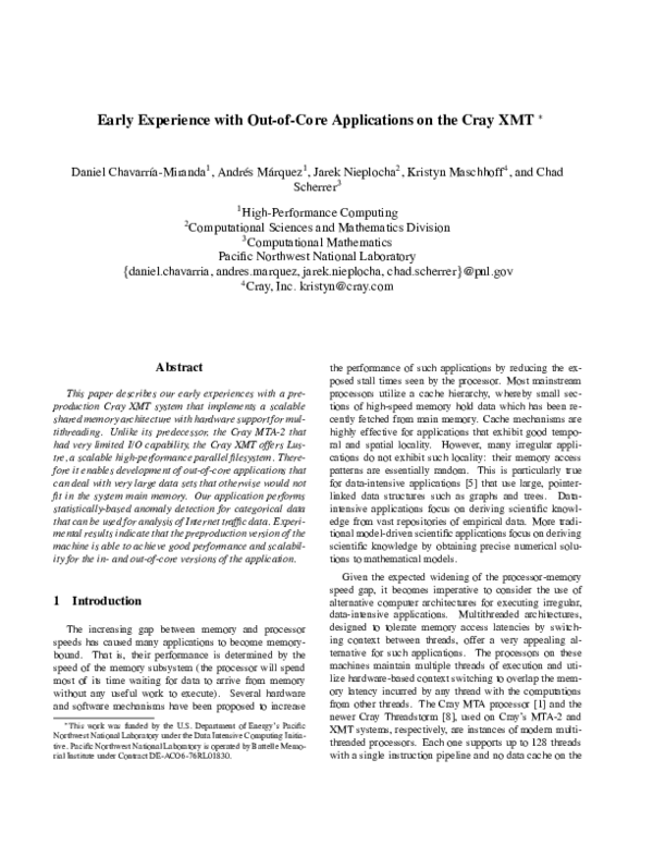 (PDF) Early experience with out-of-core applications on the cray XMT