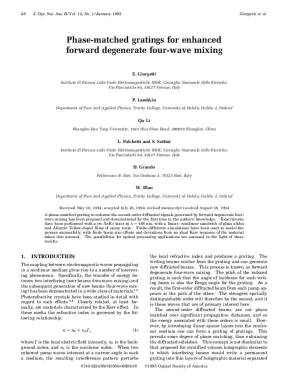 (PDF) Phase-matched gratings for enhanced forward degenerate four-wave ...