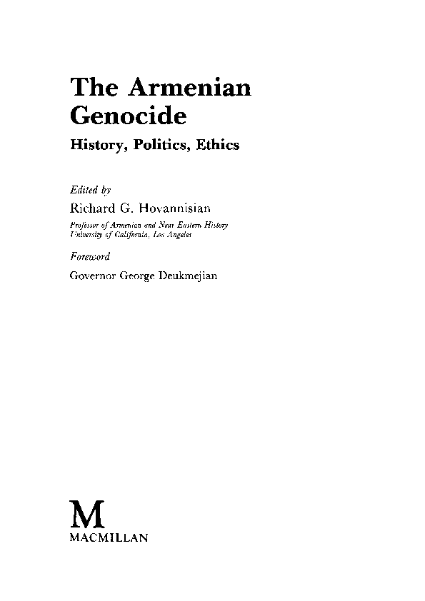 (PDF) The Armenian Genocide and the Greeks: Response and Records (1915–23)