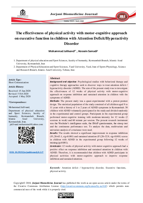 (PDF) The effectiveness of physical activity with motor-cognitive approach on executive function ...
