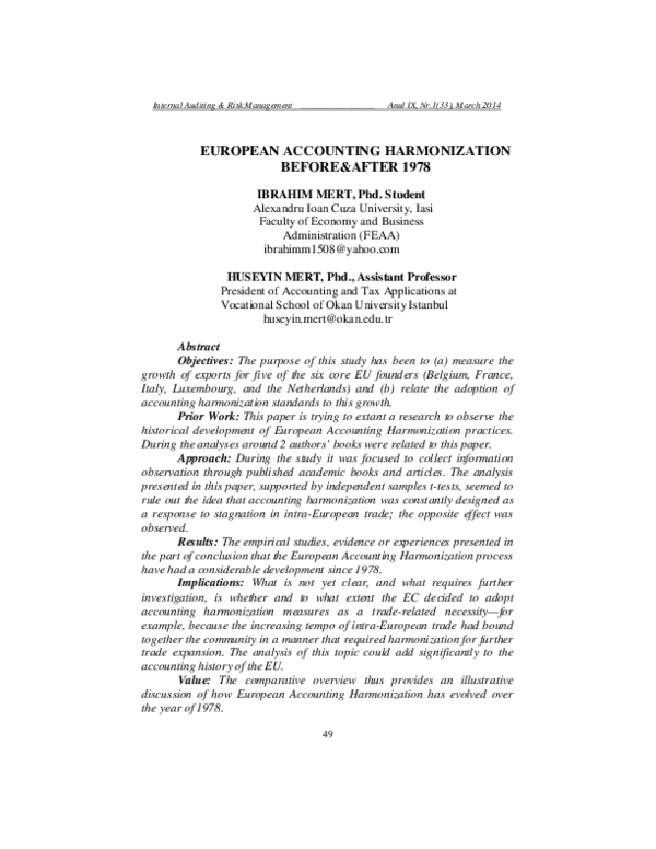 (PDF) EUROPEAN ACCOUNTING HARMONIZATION BEFORE&AFTER 1978