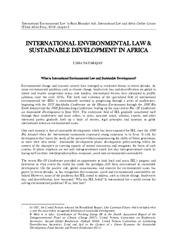(PDF) International Environmental Law & Sustainable Development in Africa