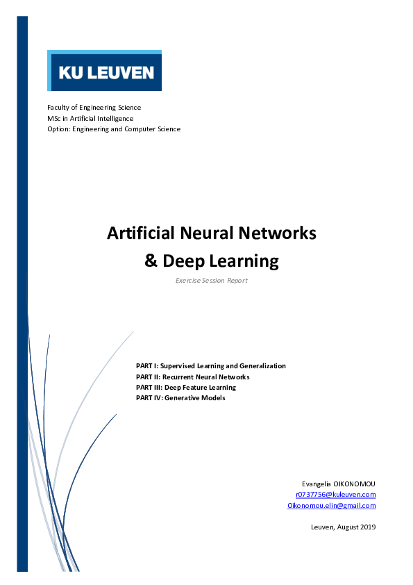 (PDF) Artificial Neural Networks & Deep Learning Report