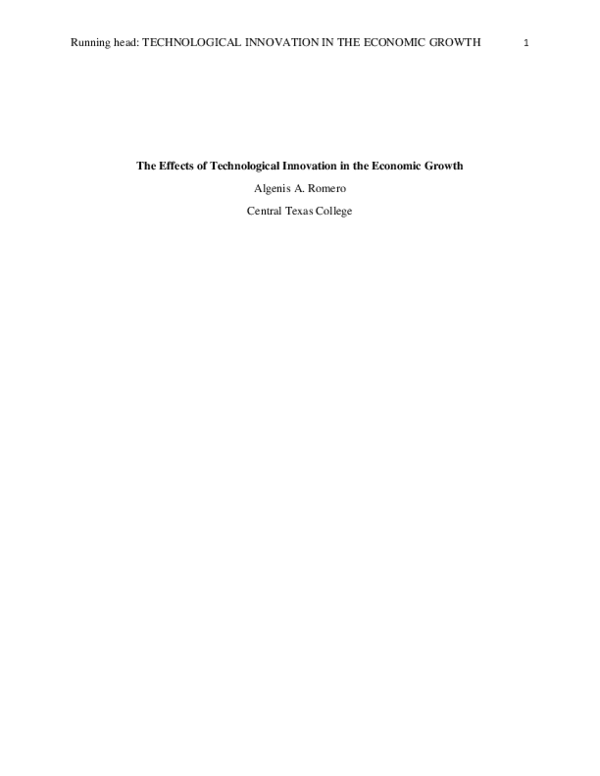 (PDF) The Effects of Technological Innovation in the Economic Growth