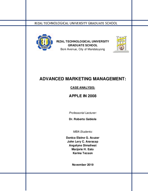 (PDF) ADVANCED MARKETING MANAGEMENT: CASE ANALYSIS: APPLE IN 2008