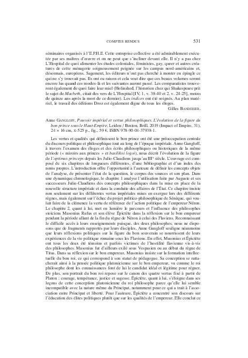 (PDF) Compte rendu Anne Gangloff, Pouvoir impérial et vertus ...