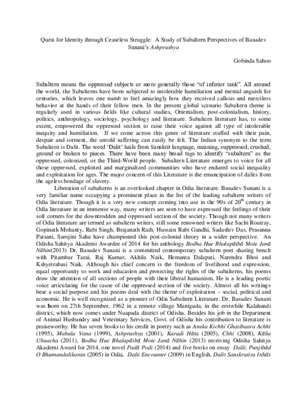 (PDF) Quest for Identity through Ceaseless Struggle: A Study of ...