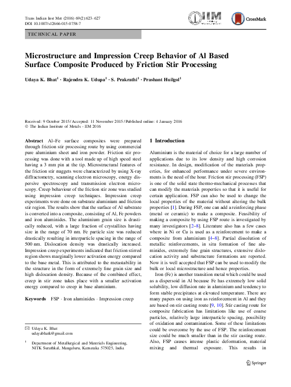 (PDF) Microstructure and Impression Creep Behavior of Al Based Surface ...