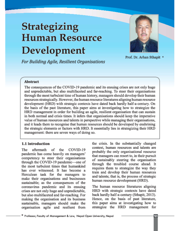 (PDF) Strategizing Human Resource Development: For Building Agile ...