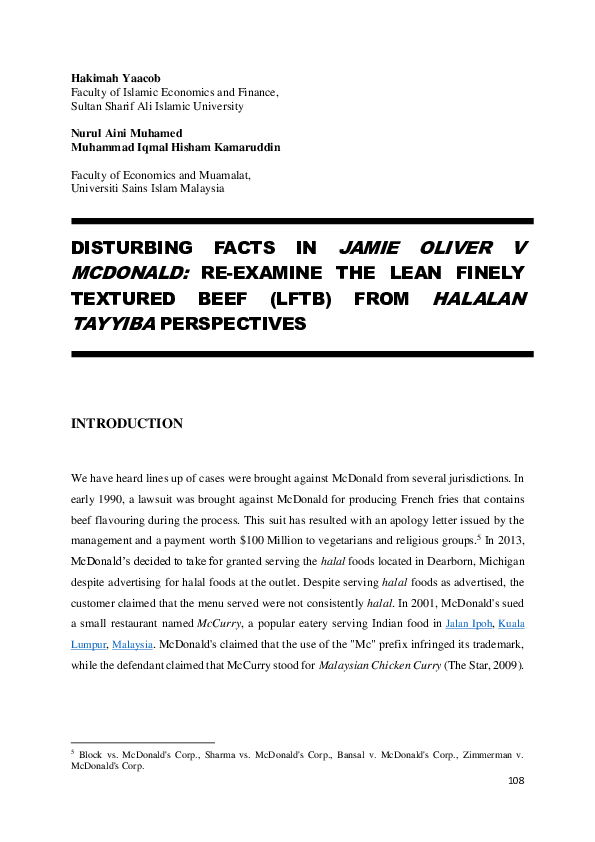 (PDF) Disturbing Facts in James Oliver v McDonald: Re-Examine the Lean ...