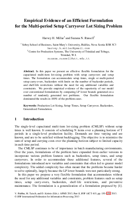 (PDF) Empirical Evidence of an Efficient Formulation for the Multi-period Setup Carryover Lot ...
