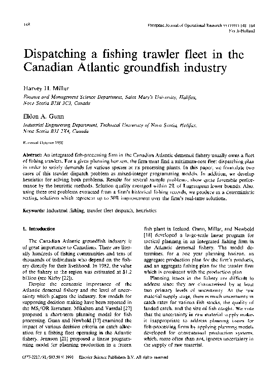 (PDF) Dispatching a fishing trawler fleet in the Canadian Atlantic ...