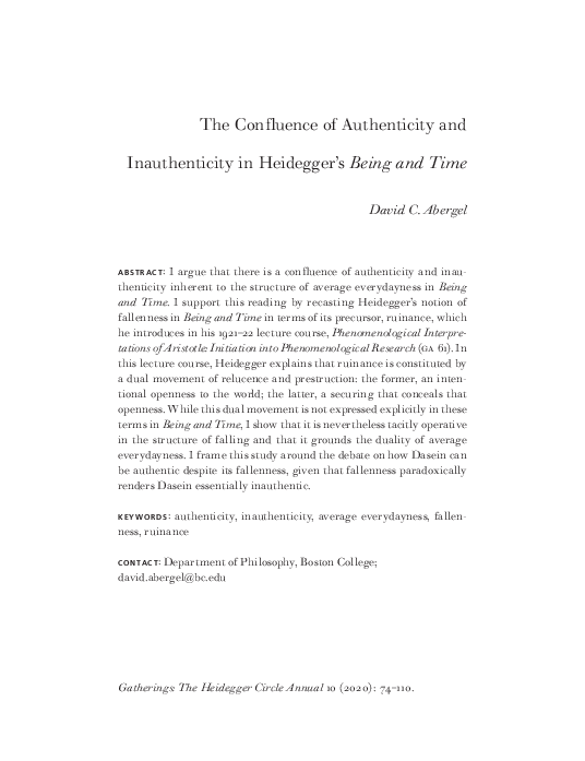 (PDF) The Confluence of Authenticity and Inauthenticity in Heidegger's ...