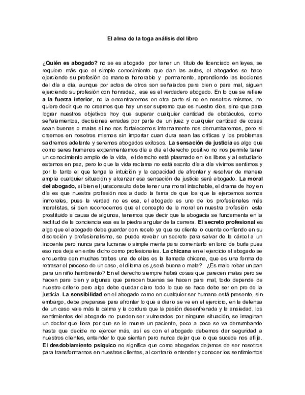 (DOC) El alma de la toga analisis del libro
