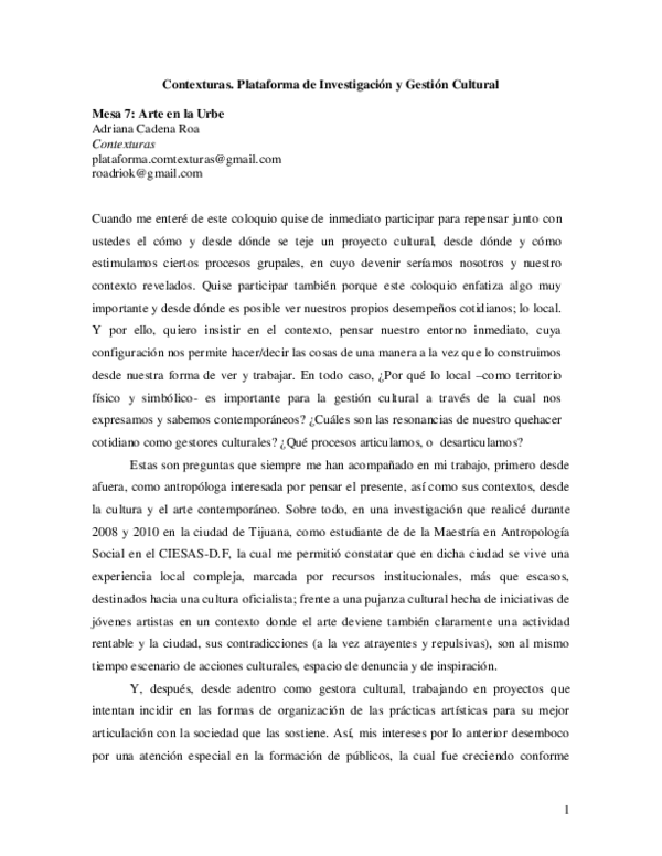 (PDF) Contexturas Adriana Cadena