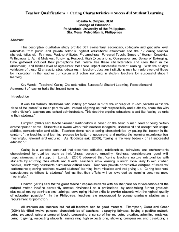 (DOC) Latest IMRAD version of Teacher Qualifications Paper