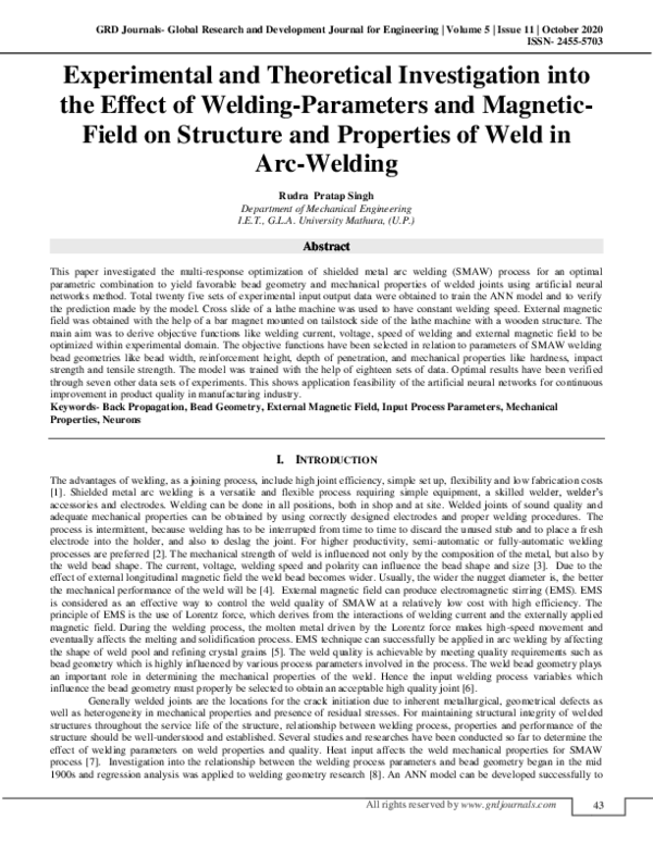(PDF) Experimental and Theoretical Investigation into the Effect of Welding-Parameters and ...