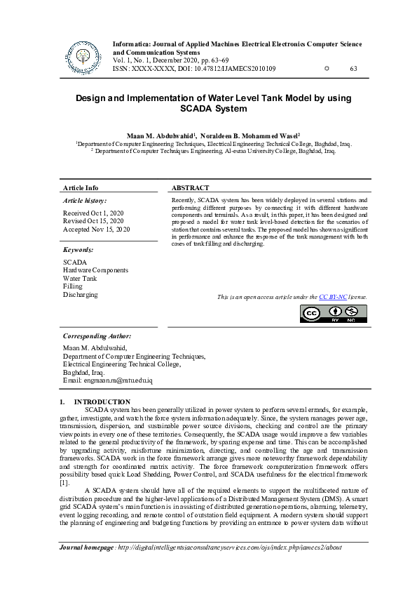 (PDF) Design and Implementation of Water Level Tank Model by using ...