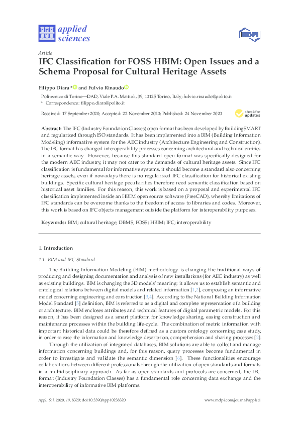 (PDF) IFC Classification for FOSS HBIM: Open Issues and a Schema ...