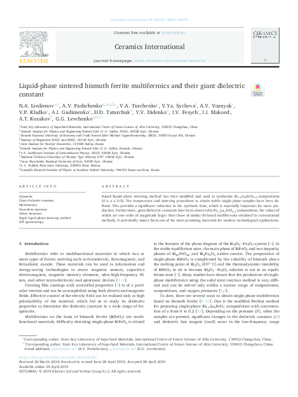 (PDF) Liquid-phase sintered bismuth ferrite multiferroics and their ...