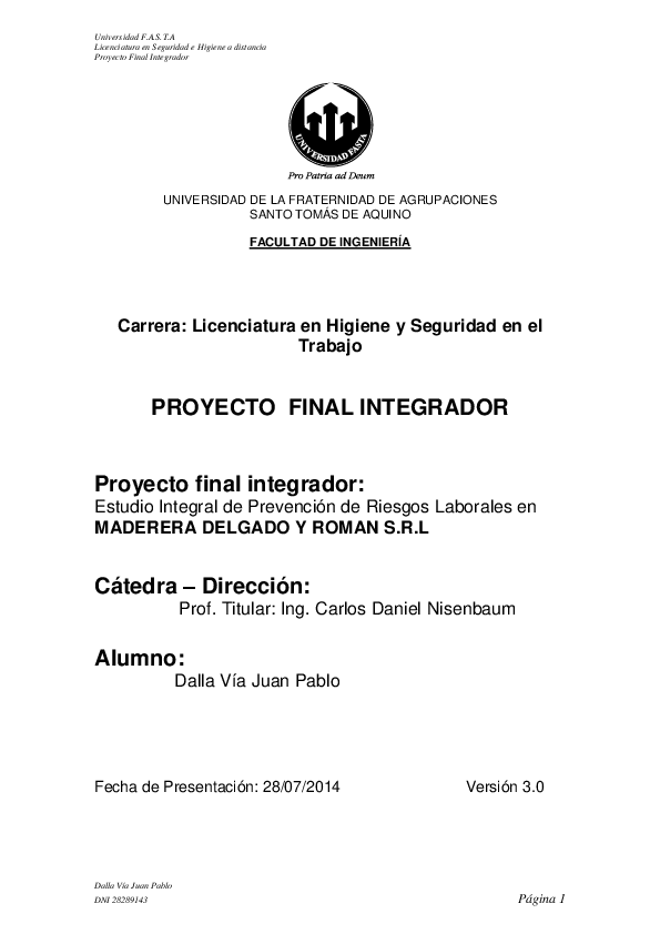 (PDF) Página 1 PROYECTO FINAL INTEGRADOR Proyecto final integrador: Cátedra -Dirección: Alumno ...