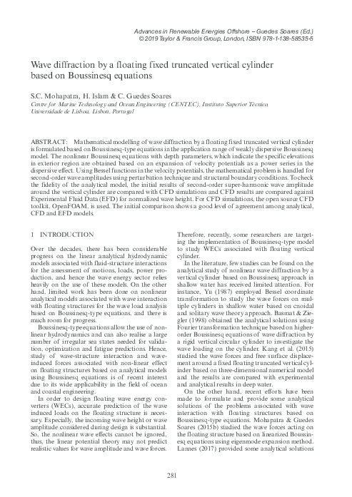 (PDF) Wave diffraction by a floating fixed truncated vertical cylinder based on Boussinesq equations