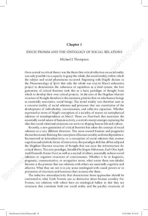 Erich Fromms Postlapsarian Ontology Of Addiction