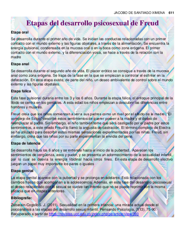 (PDF) Etapas del desarrollo psicosexual de Freud