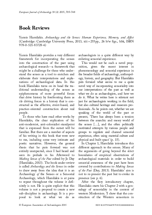 (PDF) Review of Yannis Hamilakis. (2013) Archaeology and the Senses ...