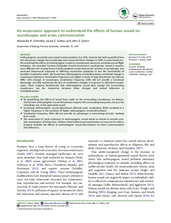 (PDF) An ecoacoustic approach to understand the effects of human sound ...