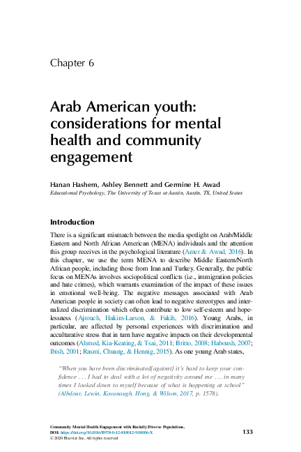 (PDF) Arab American youth: Considerations for mental health and ...