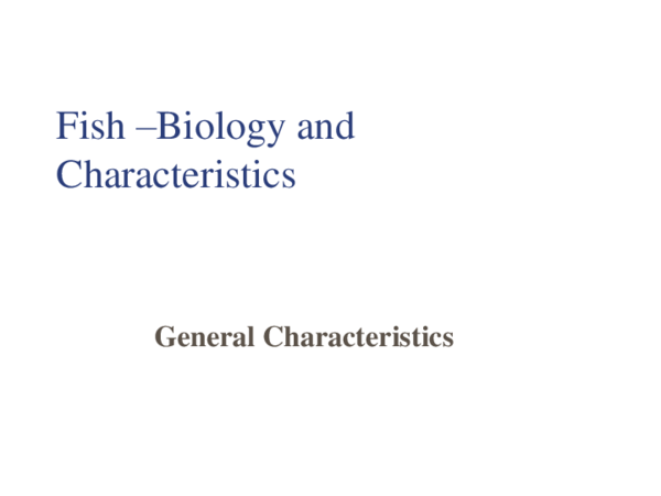 (PDF) Fish Biology and Characteristics