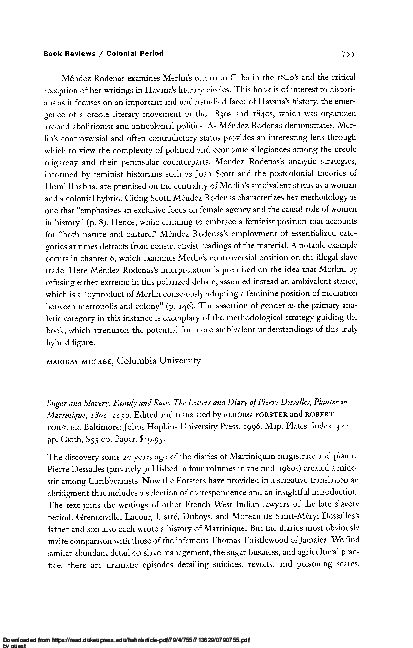 (PDF) Review of Robert and Elborg Forster, Sugar and Slavery Family and ...