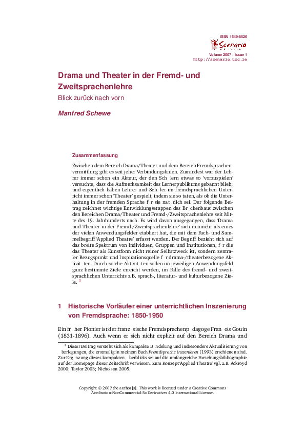 (PDF) Drama und Theater in der Fremd- und Zweitsprachenlehre