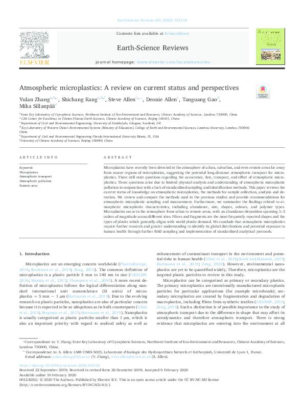 (PDF) Atmospheric microplastics: A review on current status and ...