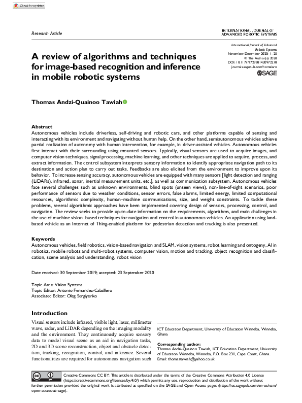 Pdf A Review Of Algorithms And Techniques For Image Based Recognition And Inference In Mobile