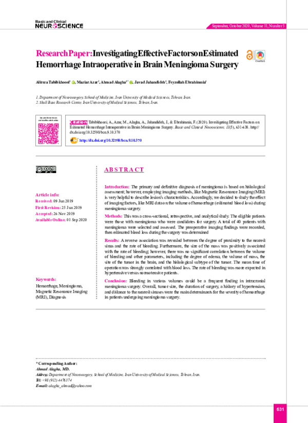 (PDF) Investigating Effective Factors on Estimated Hemorrhage ... (PDF) Investigating Effective Factors on Estimated Hemorrhage ...