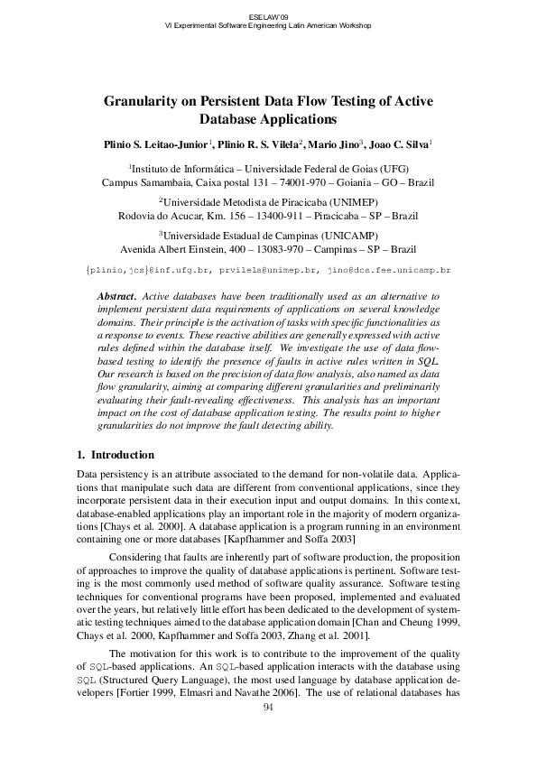 (PDF) Granularity on Persistent Data Flow Testing of Active Database ...