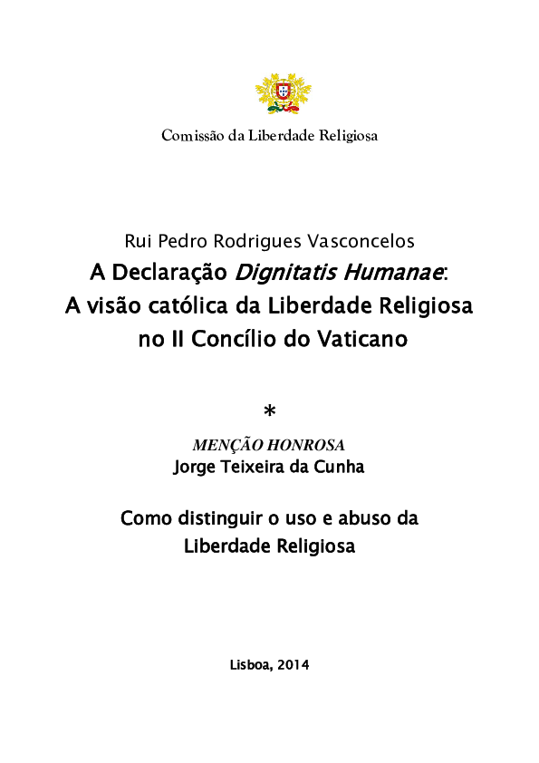 (PDF) A Declaração Dignitatis Humanae: A visão católica da Liberdade ...