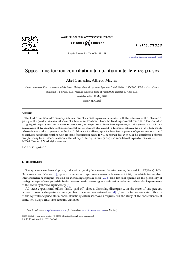 (PDF) Space–time torsion contribution to quantum interference phases ...