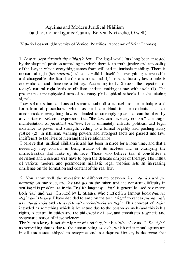 (PDF) Aquinas and Modern Juridical Nihilism (and four other figures ...