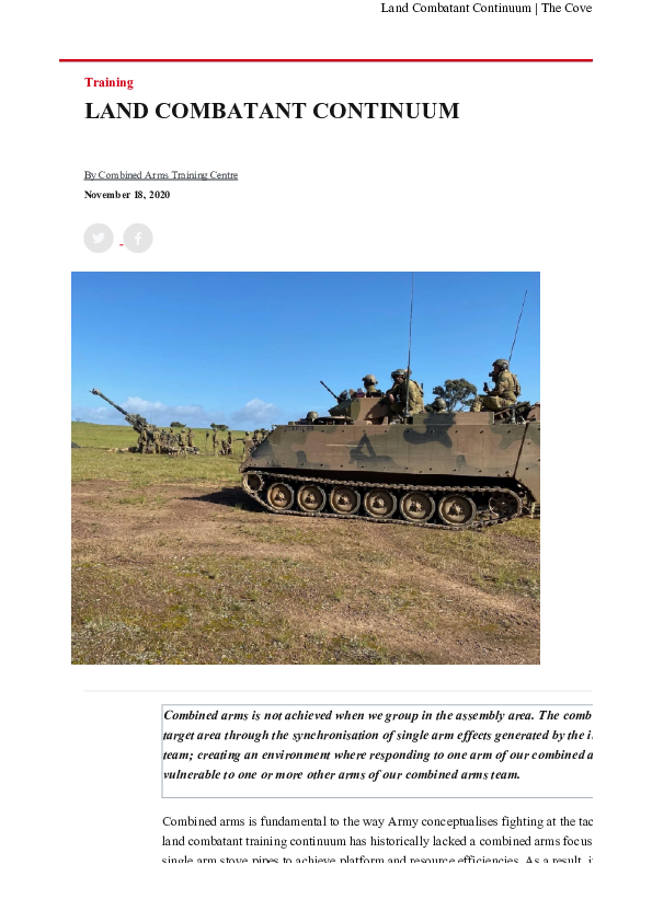 (PDF) Combined Arms Training Centre - Land Combatant Continuum