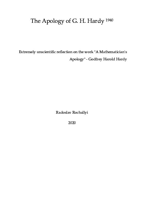 (PDF) The Apology of G. H. Hardy 1940